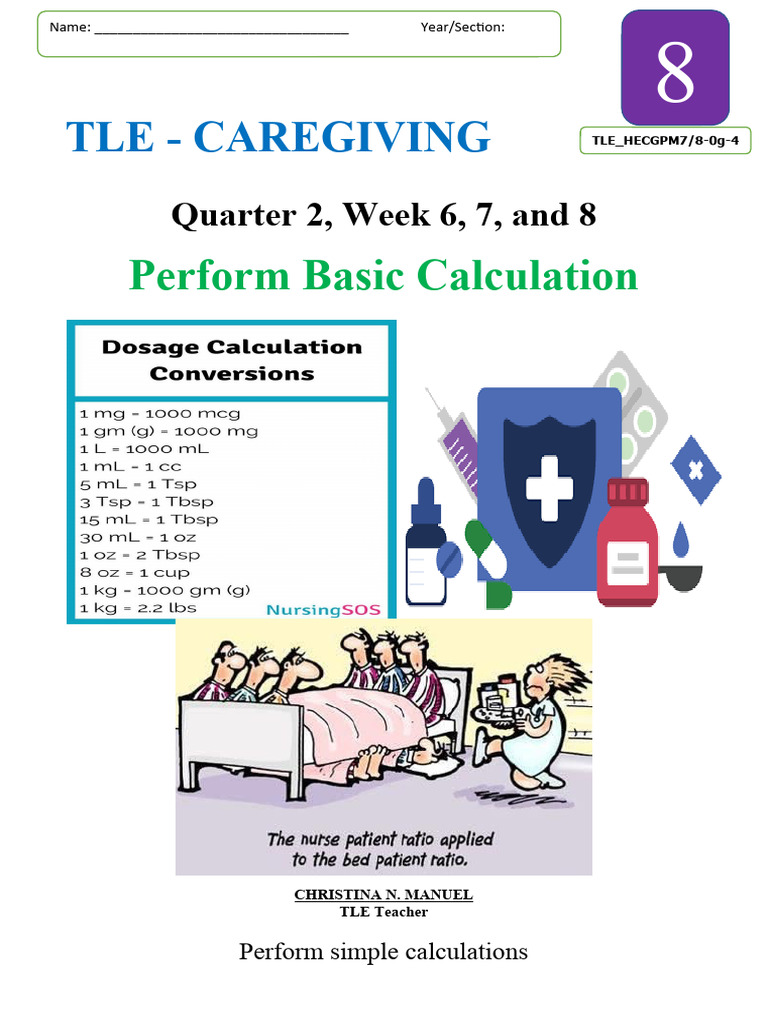 Caregiving Week 6-7-8 | PDF | Dose (Biochemistry) | Chemistry