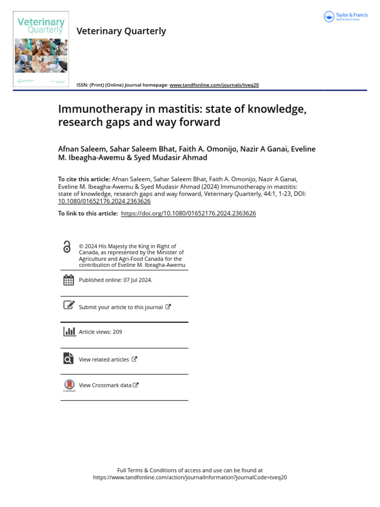 Immunotherapy in Mastitis State of Knowledge Research Gaps and Way ...