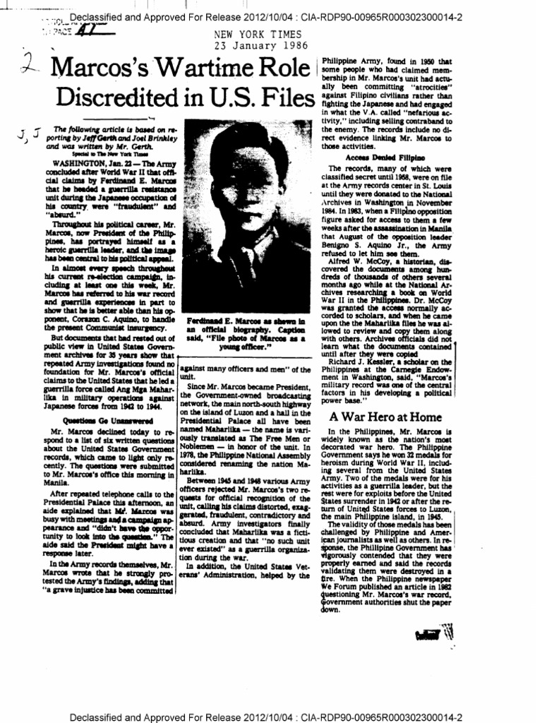 Ferdinand Marcos World War 2 | PDF