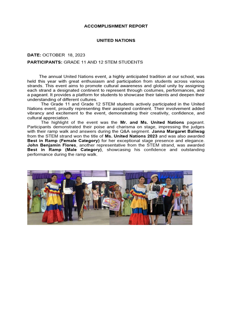 Accomplishment Report | PDF | Science, Technology, Engineering, And ...