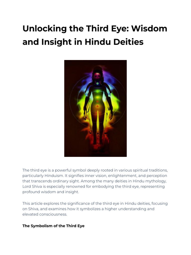 Unlocking The Third Eye - Wisdom and Insight in Hindu Deities | PDF | Meditation