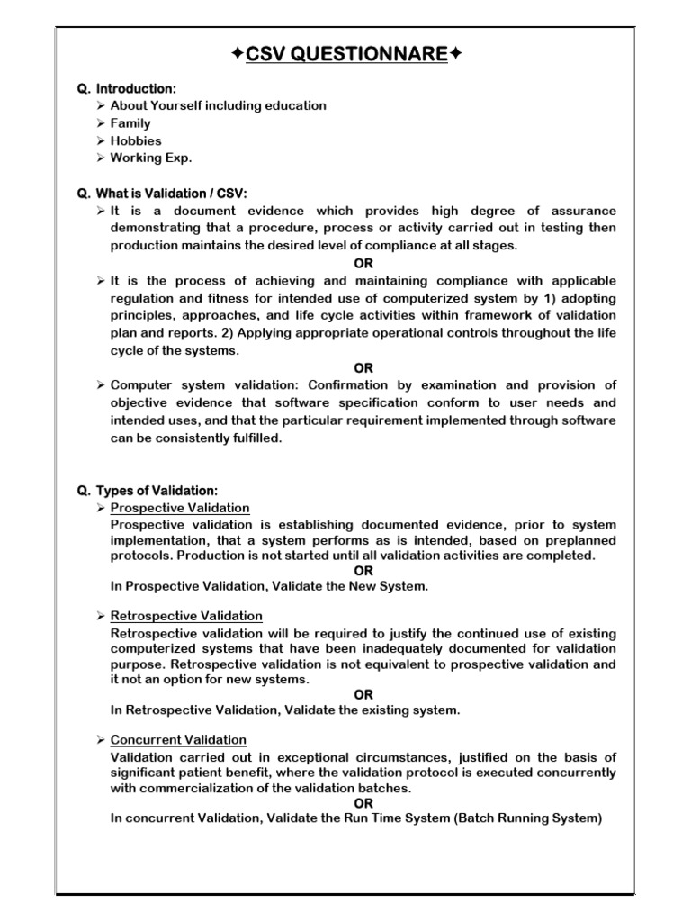 CSV Questionnaires | PDF | Verification And Validation | Active Directory
