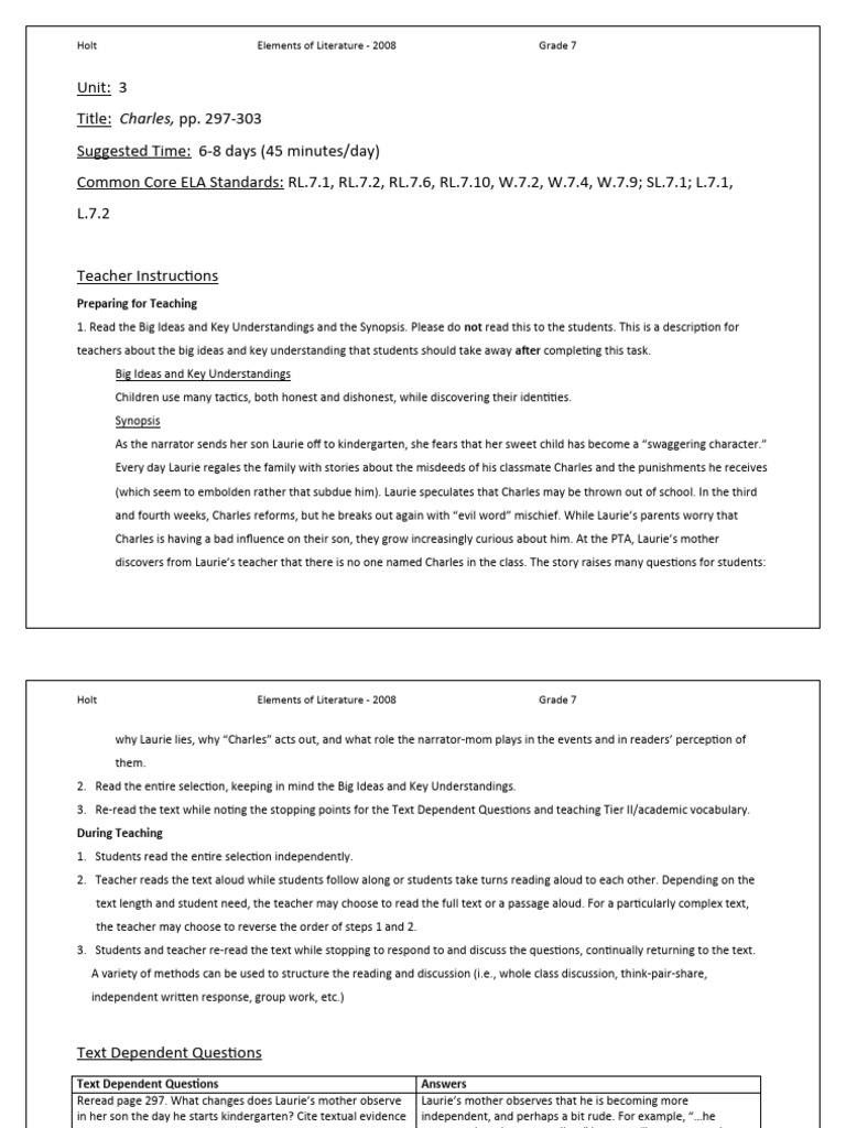 Charles. Lesson - Anthology | PDF | Human Communication | Linguistics