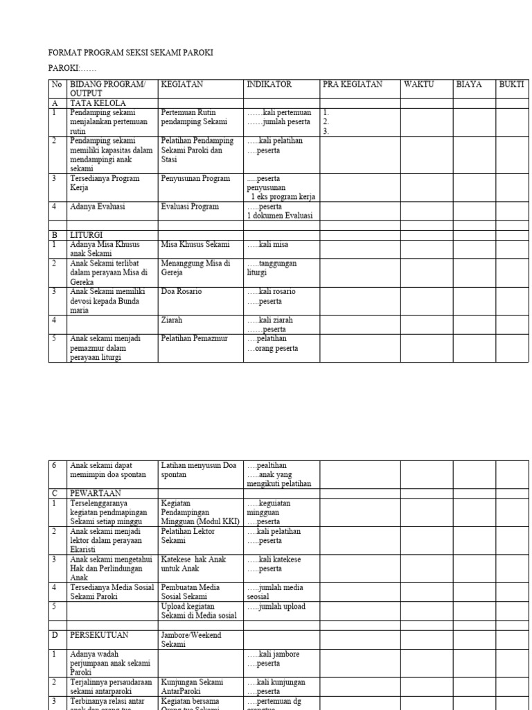 Format Program Kerja Sekami | PDF
