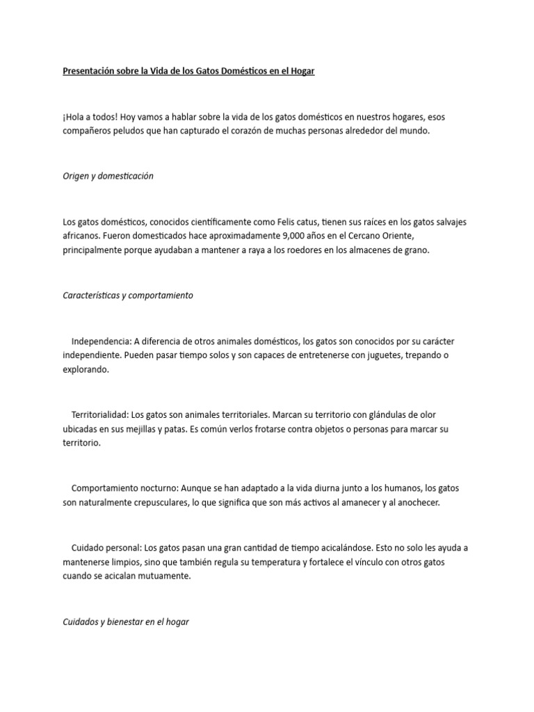 Gatos Domesticos en El Hogar | PDF | Gatos | Domesticación