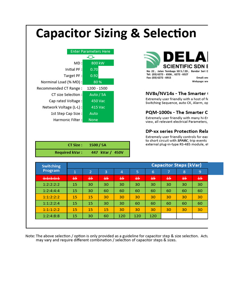 Capacitor Sizing and Selection - DELAB | PDF | Electrical Engineering ...