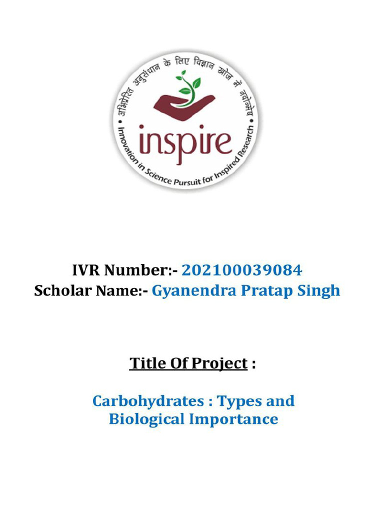 Carbohydrates Project Completion Certificate | PDF