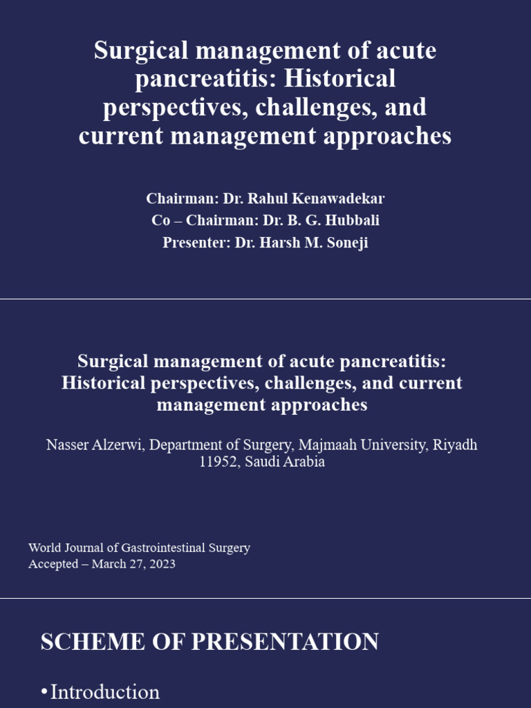 Surgical Management of Acute Pancreatitis | PDF | Medical Specialties ...