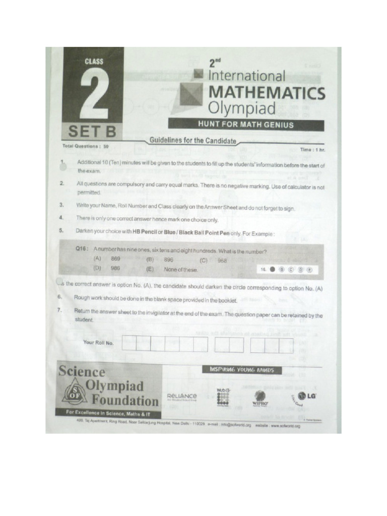 2nd International Math Olympiad | PDF