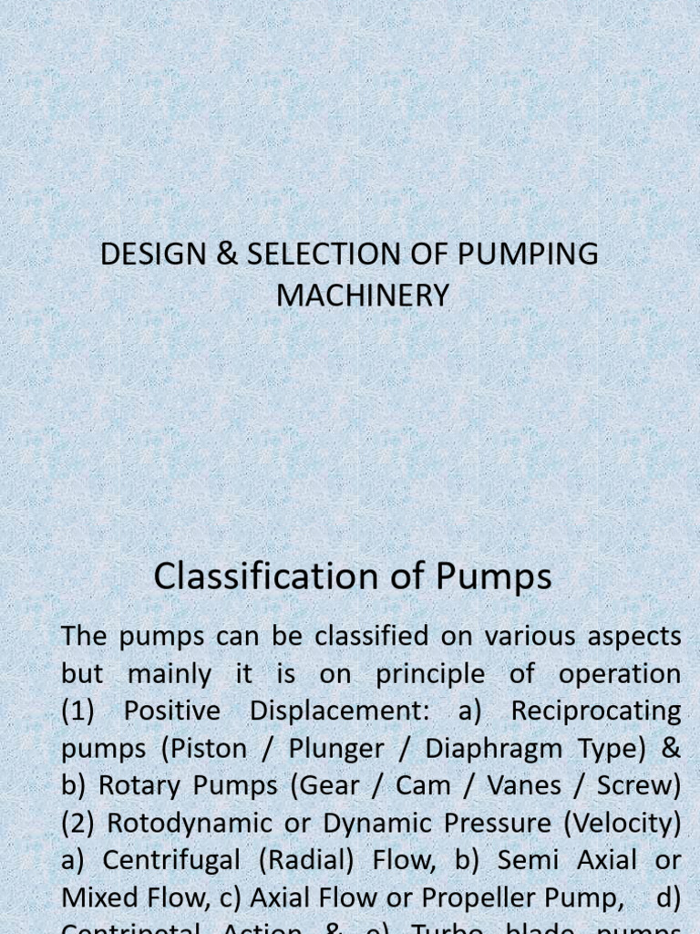 Design & Selection of Pumping Machinery | PDF | Pump | Fluid Mechanics