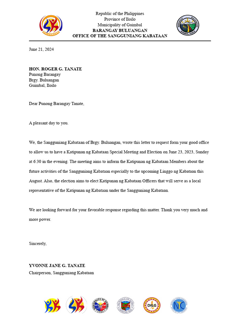 SK Meeting and Election Request Letter | PDF