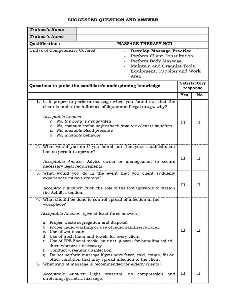 Suggested Question and Answer For Demonstration With Oral Questioning ...
