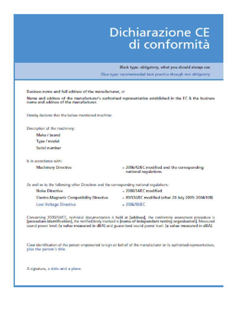 CE Declaration of Conformity For Excavator | PDF