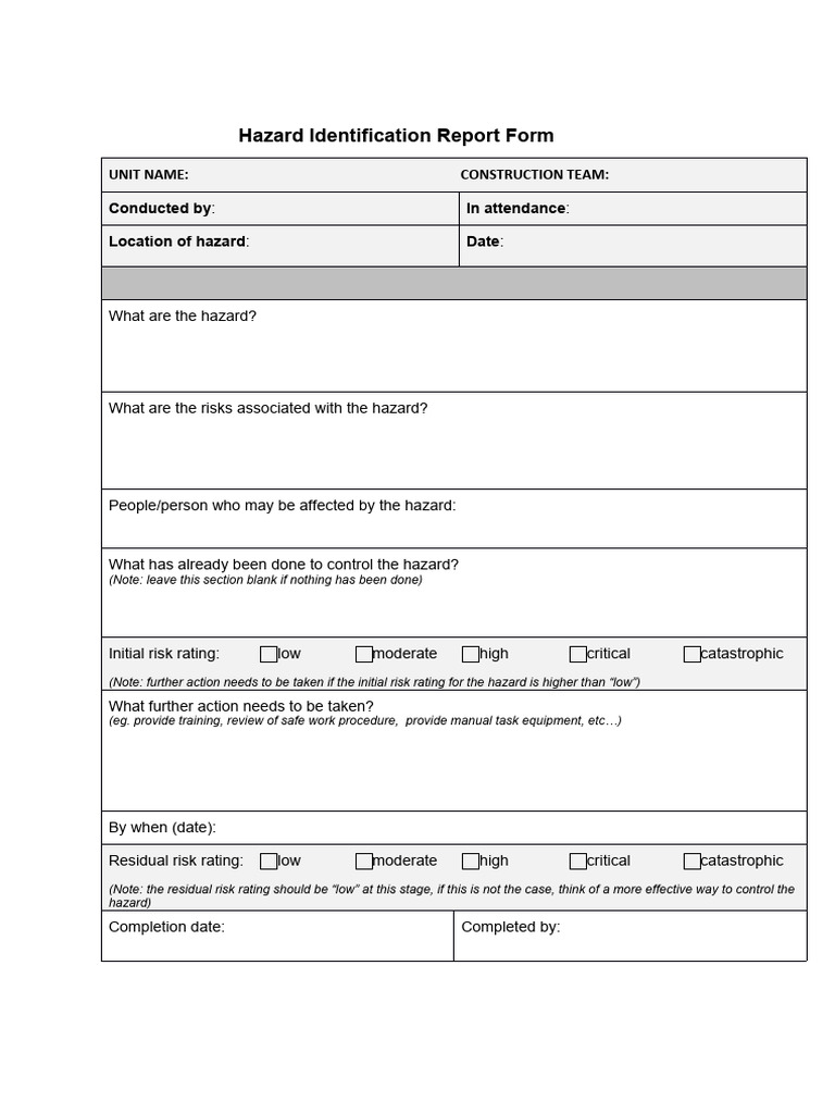 Hazard Identification Report Template | PDF | Politics | Social Science