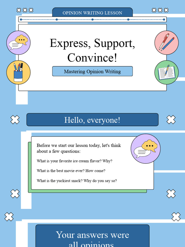Mastering Opinion Writing Education Presentation in Blue White Simple ...