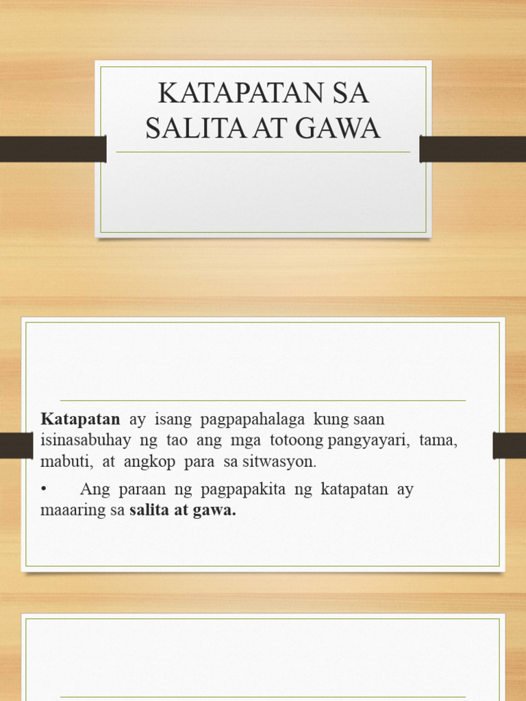 KATAPATAN SA SALITA AT GAWA ESP 8 L1 | PDF