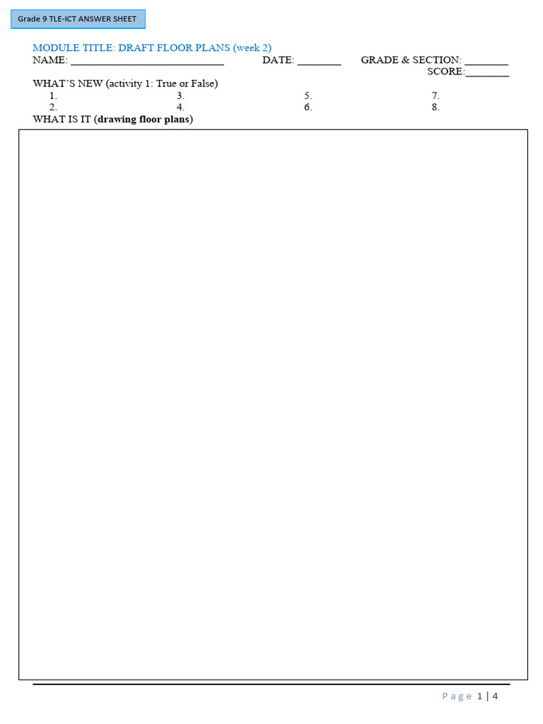 Grade 9 TLE-ICT Floor Plans Worksheet | PDF | Door | Window