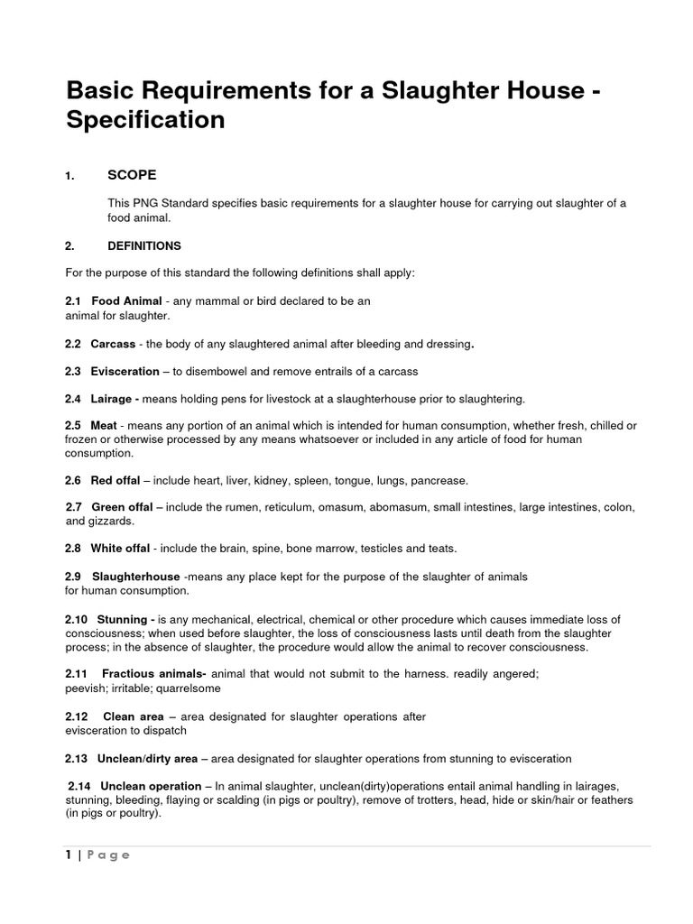Abattoir Building Specification | PDF | Animal Slaughter | Slaughterhouse