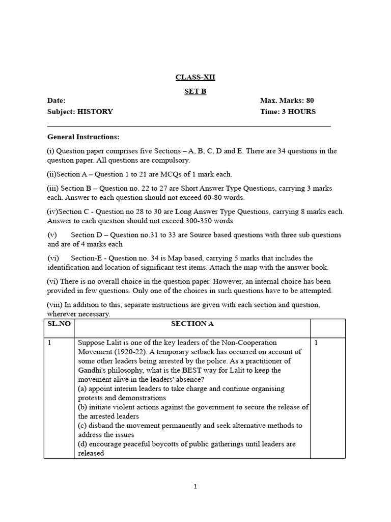 Class Xii History Set A Download Free Pdf Mahatma Gandhi