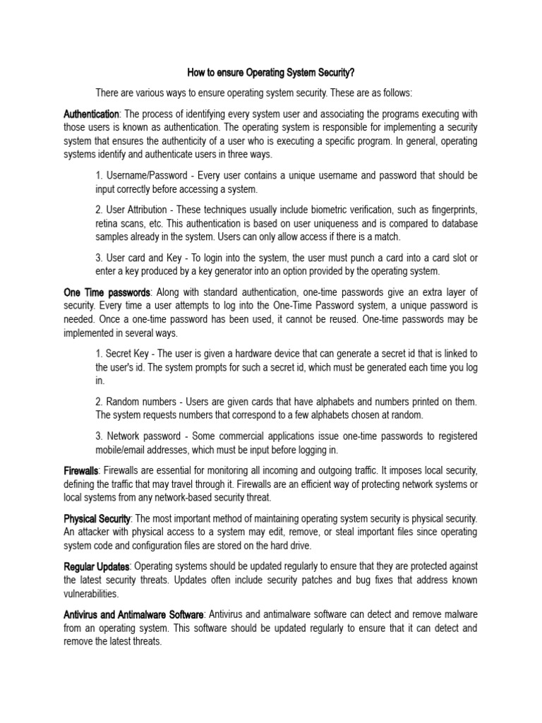 How To Ensure Operating System Security | PDF | Security | Computer ...