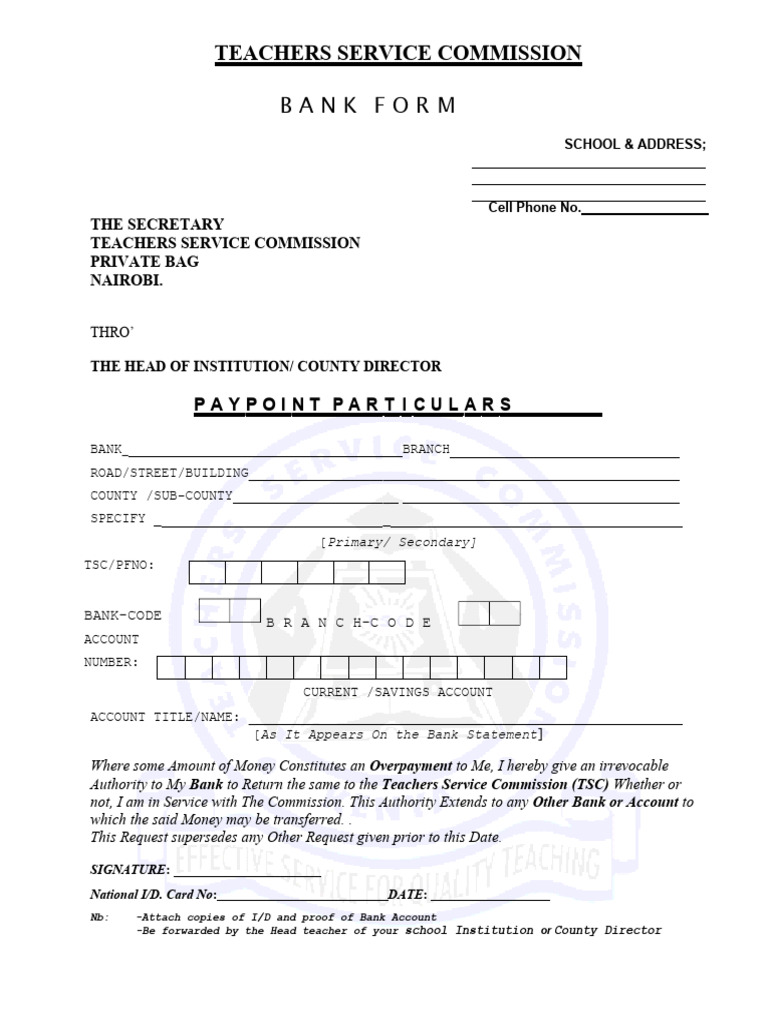 TSC Paypoint Form-1 | PDF