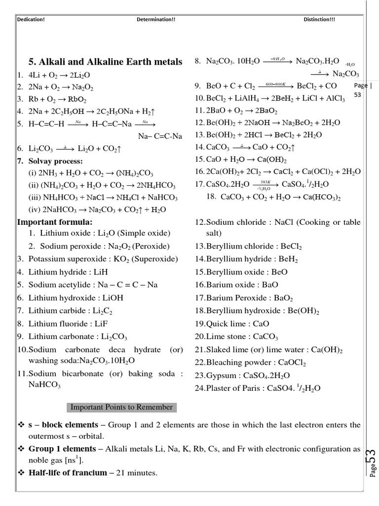 11th Alkali and Alkaline Earth Metals Question and Answer | PDF ...