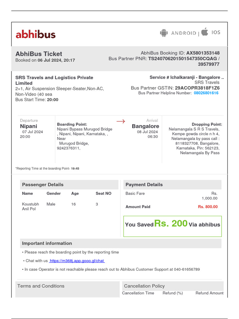 Abhibus AX5801353148 | PDF | Fare | Transport