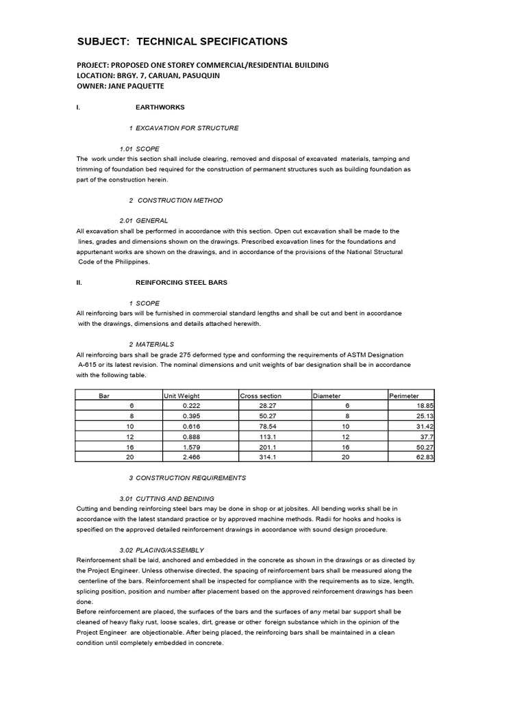 Final Specifications | PDF | Concrete | Materials