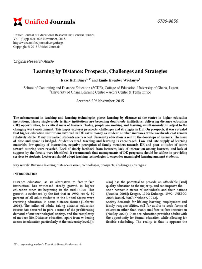 Learning by Distance Prospects, Challenges, and Strategies | PDF | Constructivism (Philosophy Of ...