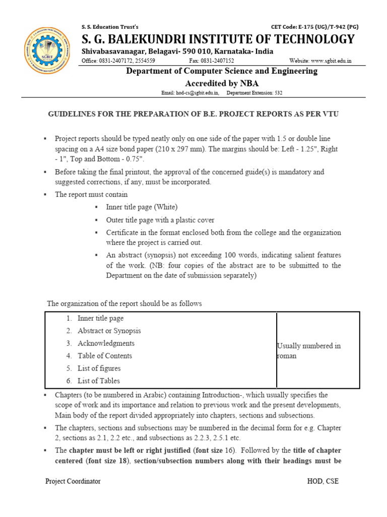 GUIDELINES FOR THE PREPARATION OF BE-project-2021 Batch | PDF ...