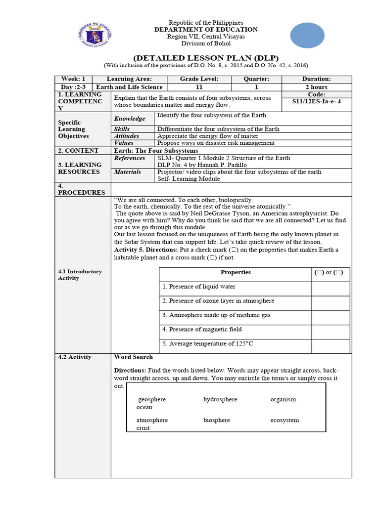 PLP Els Q1 WK1 Day2-3 | PDF | Atmosphere | Earth