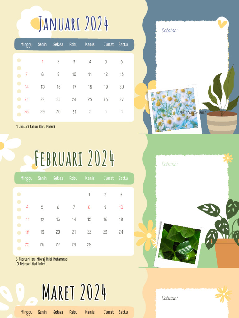 Pastel Simple Minimalis Kalender 2024 | PDF