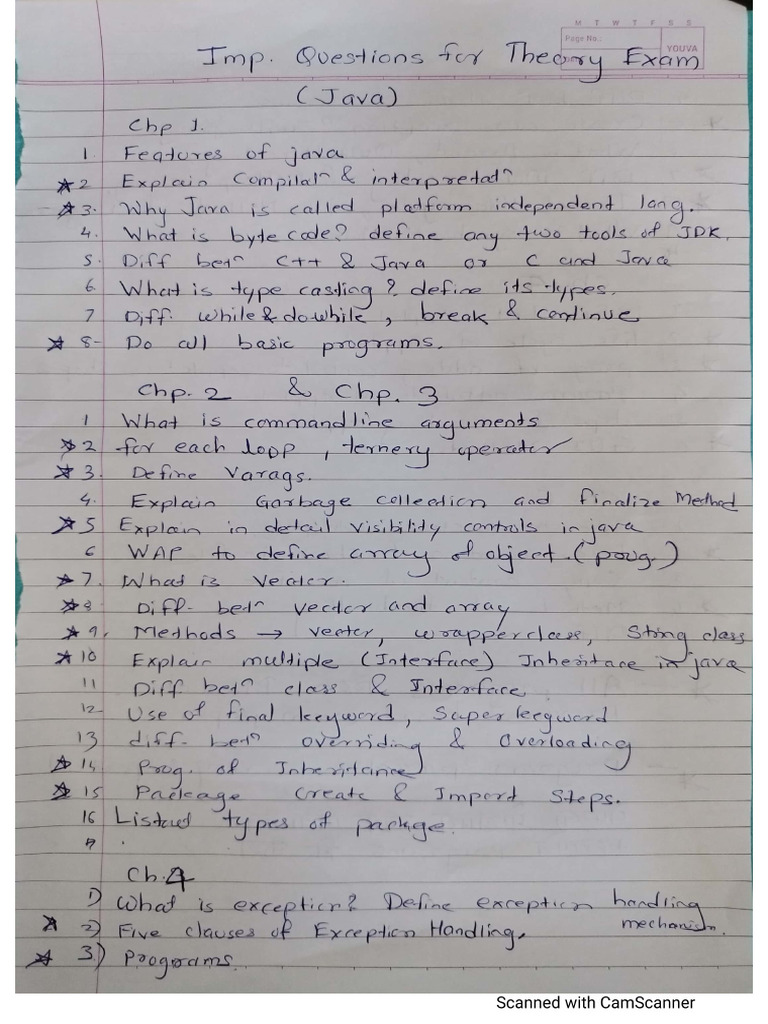 JPR Important Questions For Theory Exam | PDF