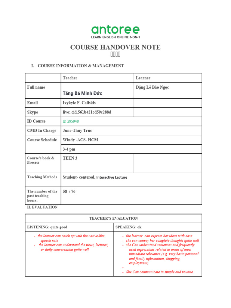 HANDOVER NOTE 1 | Download Free PDF | Learning | Human Communication