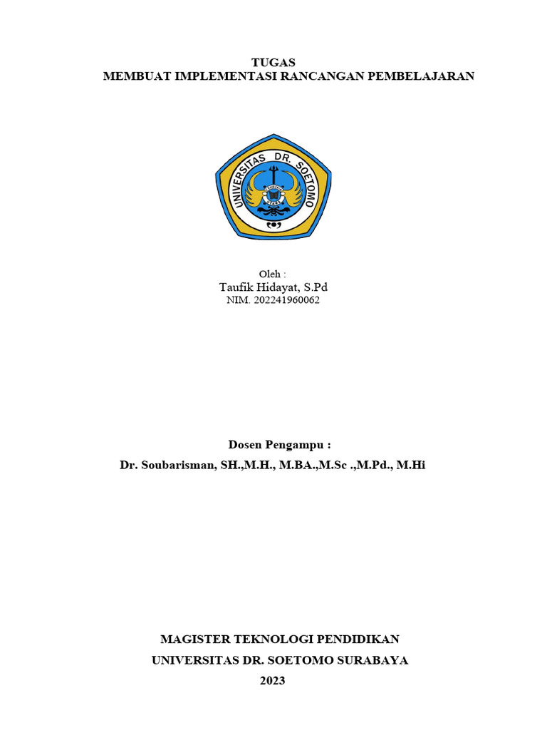 TAUFIK HIDAYAT-Rancangan Dan Model Pembelajaran | PDF