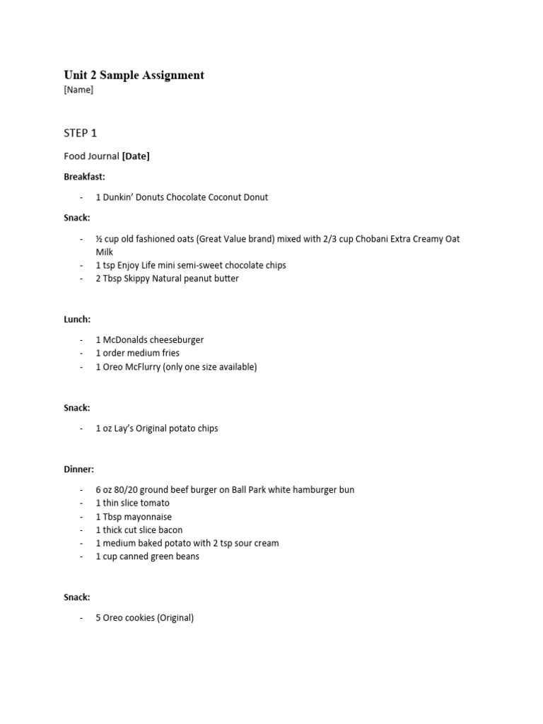 Unit 2 Sample Assignment | PDF | Doughnut | Chocolate