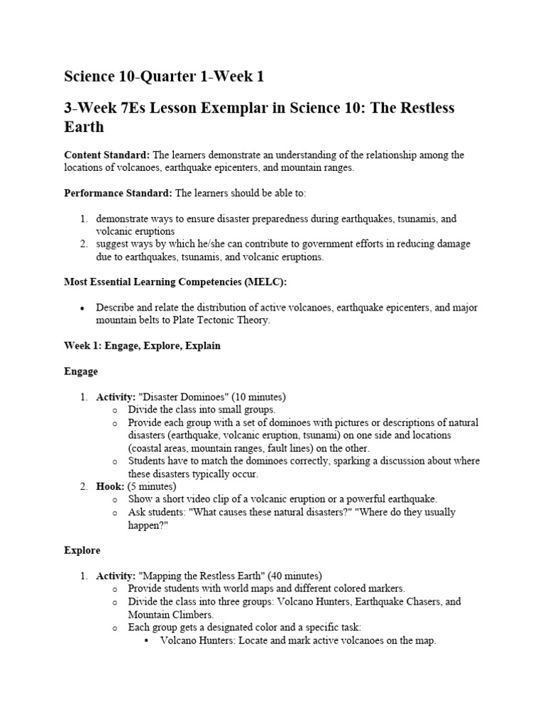 Science 10-Quarter 1-Week 1-3 Lesson Exemplar | Download Free PDF ...