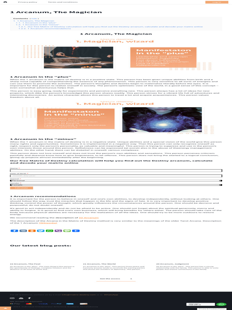 1 Arcanum, The Magician : Matrix destiny | Download Free PDF | Thought | Behavioural Sciences