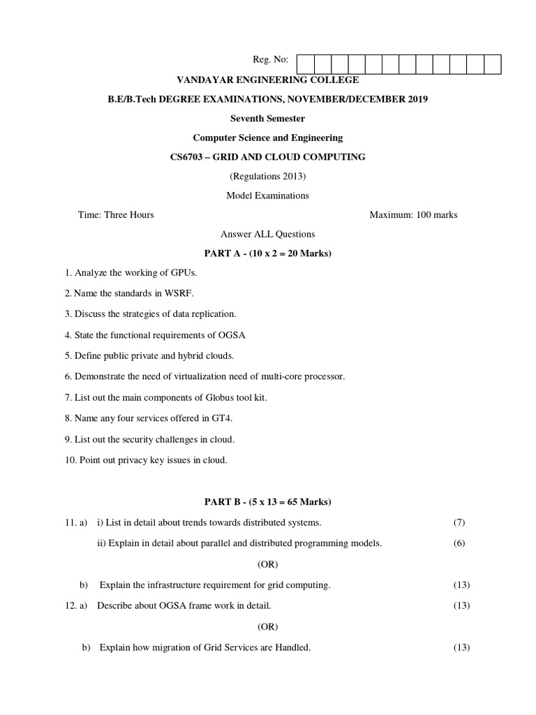 GCC MODEL EXAM | PDF | Grid Computing | Cloud Computing
