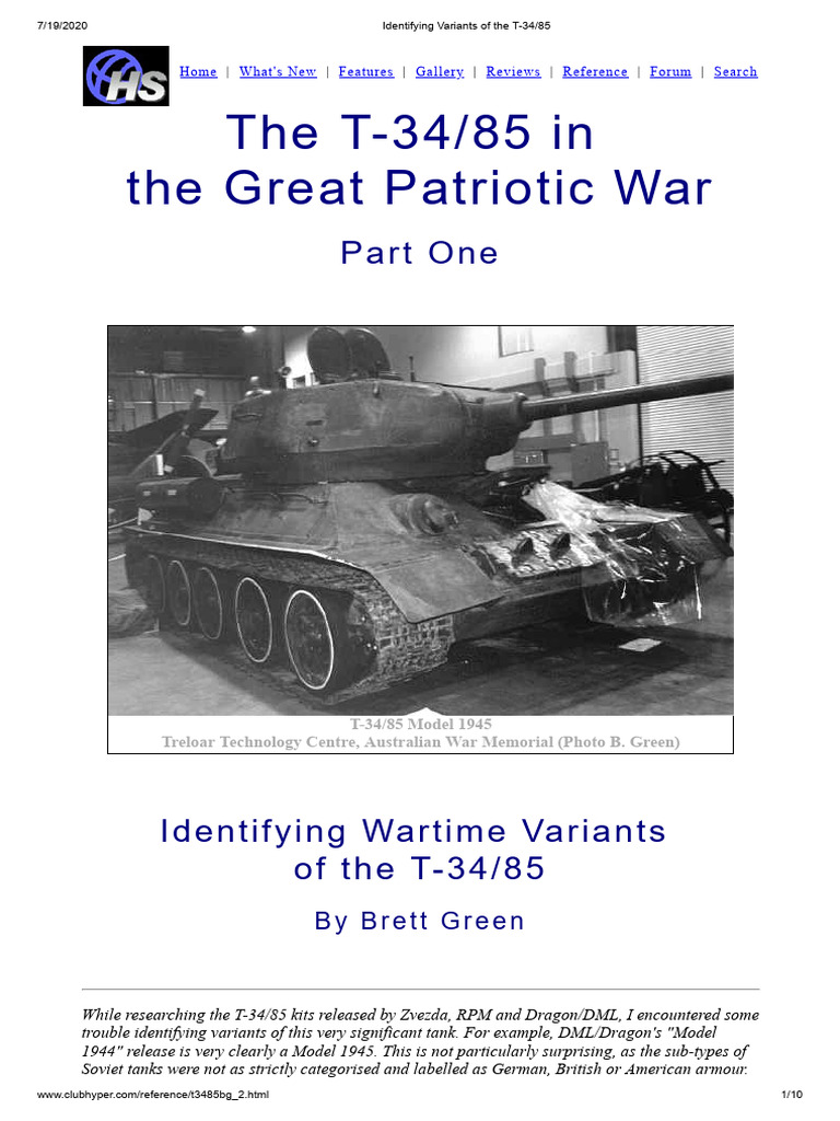 Identifying Variants of The T-34 - 85 | PDF | Tanks | Combat Vehicles