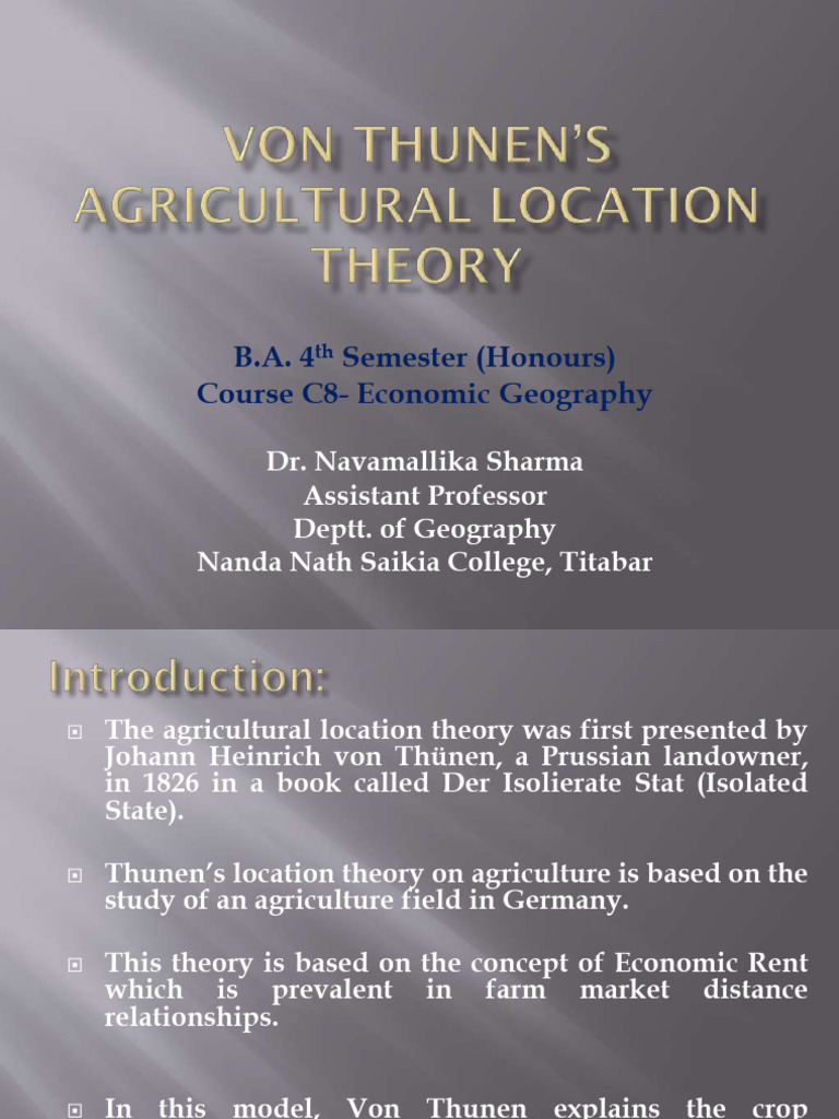 Von Thunen's Agricultural Location Theory | PDF | Crop Rotation ...