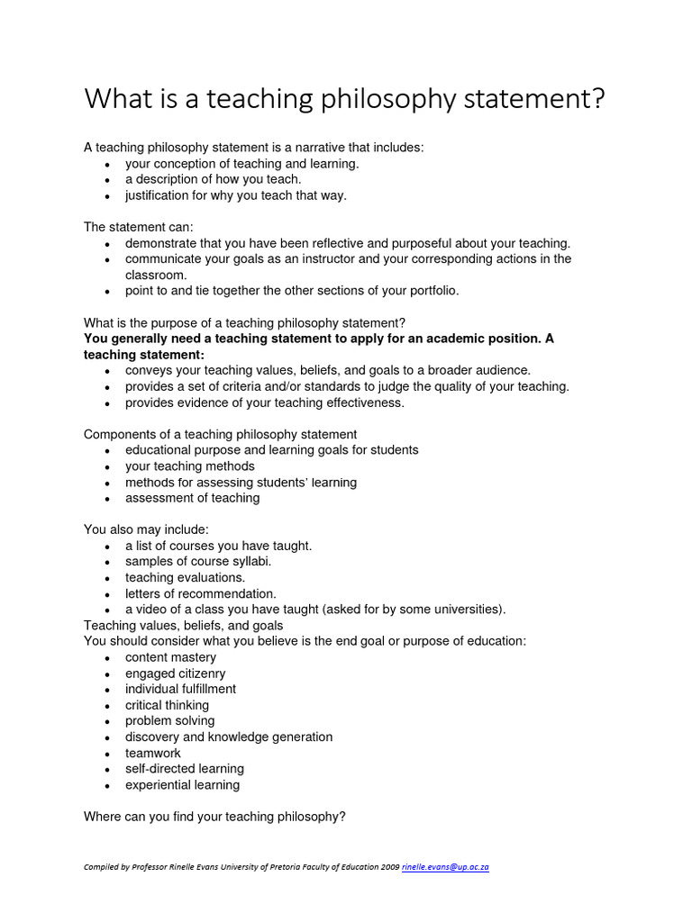 What Is A Teaching Philosophy Statement | PDF | Teaching Method | Learning