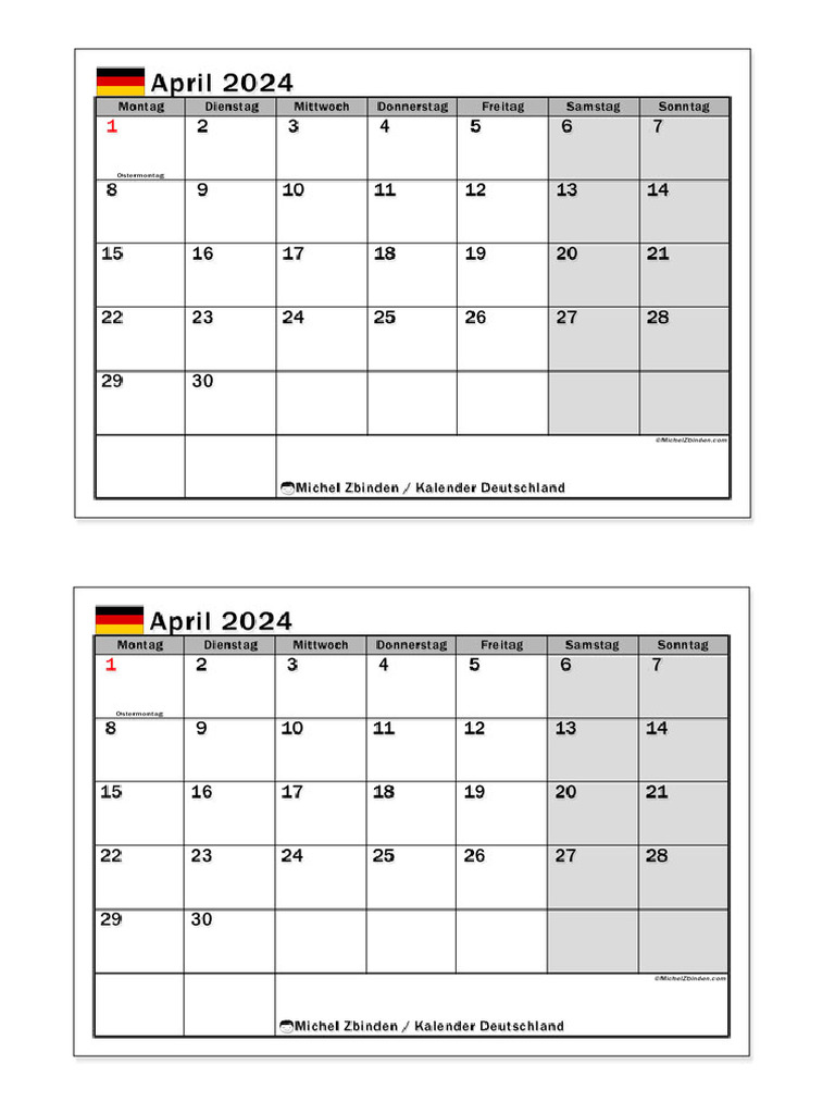 Kalender April 2024 | PDF