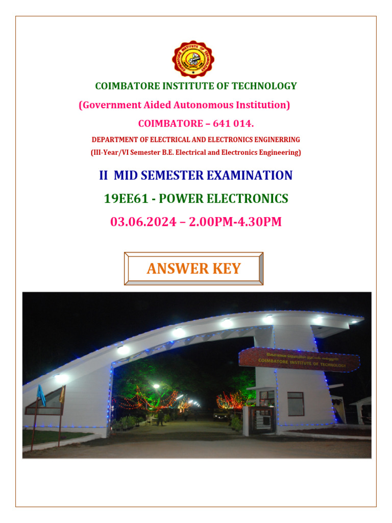 2023 24 Cit Eee Ii Mid Sem Answer Key 19ee61 Power Electronics Pdf