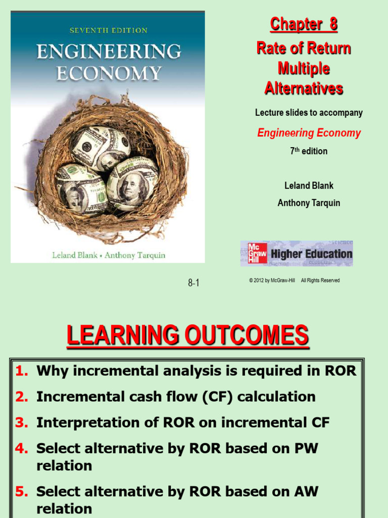 Chapter 8 - ROR Analysis for Multiple Alternatives | Download Free PDF | Investing | Economics