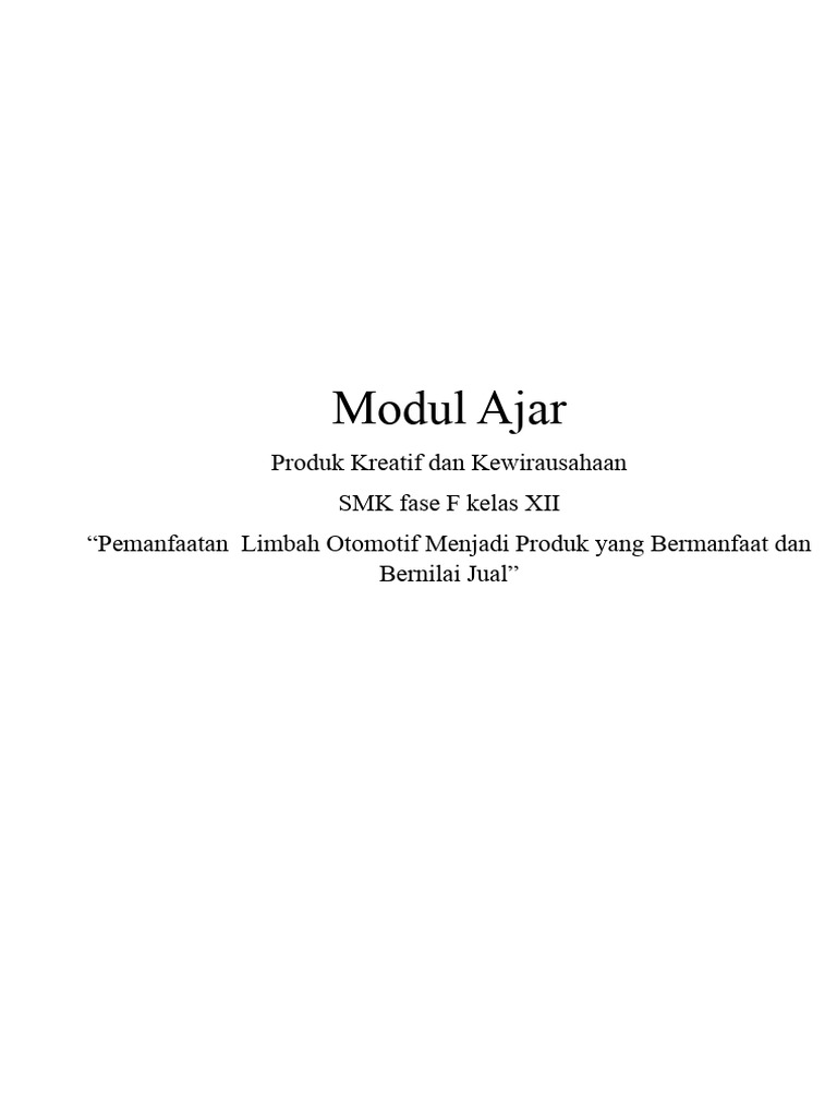 Modul Ajar PKK Kelas XII Fase F | PDF | Bisnis | Seni
