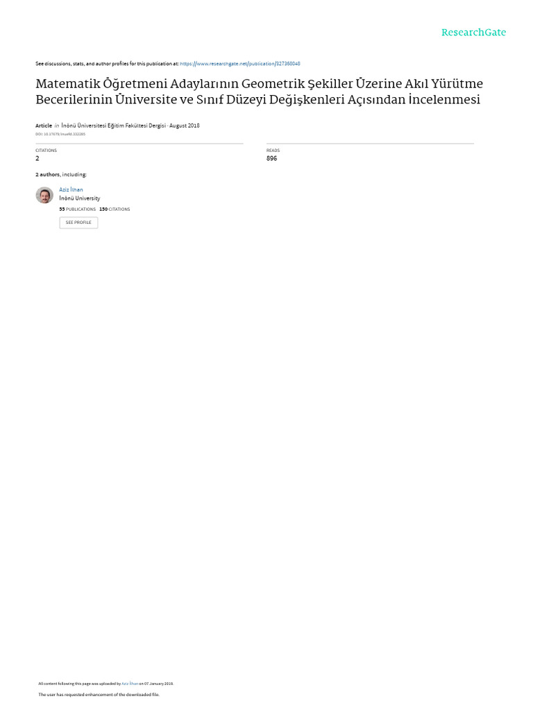 Matematik Ogretmeni Adaylarinin Geometrik Sekiller | PDF | Statistics | Geometry