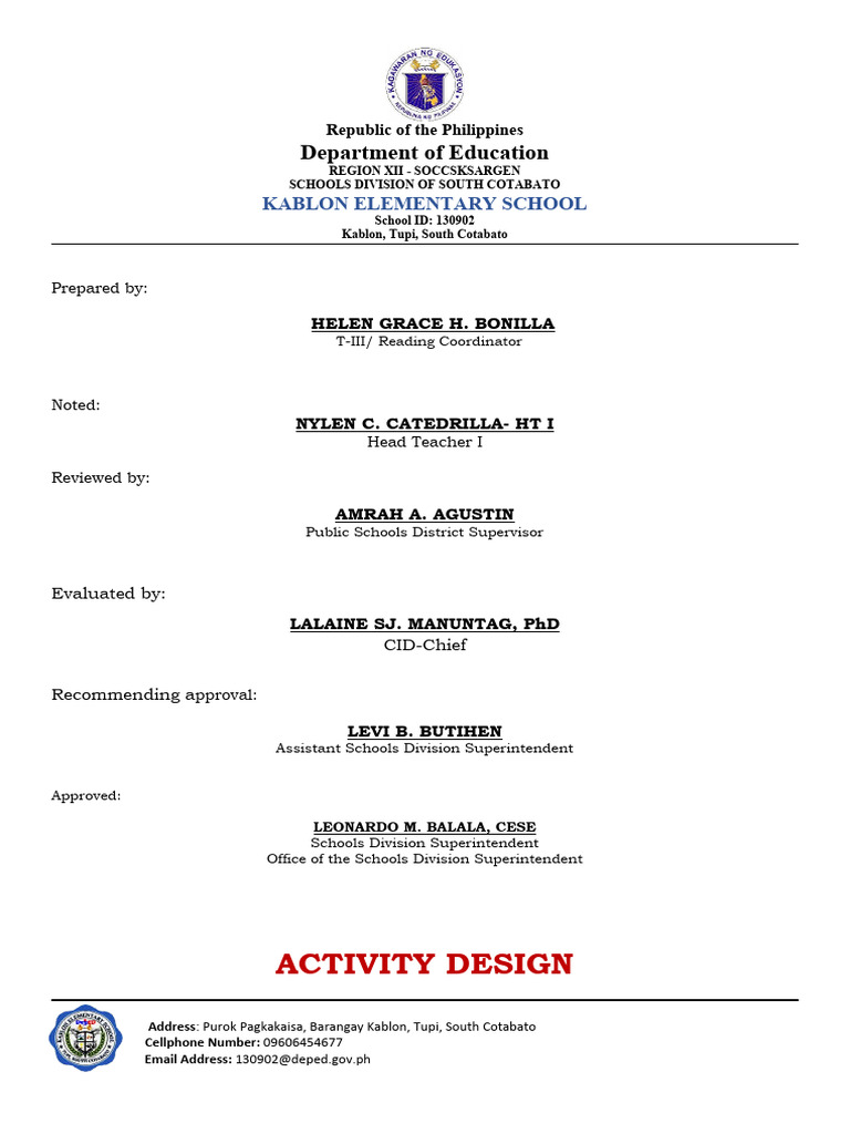 Catch - Up Activity Design | PDF | Wellness