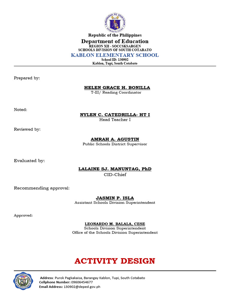 DEAR Activity Design | PDF | Learning | Behavior Modification