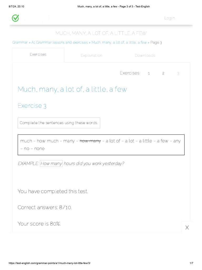 Much, Many, A Lot Of, A Little, A Few - Page 3 of 3 - Test-English ...